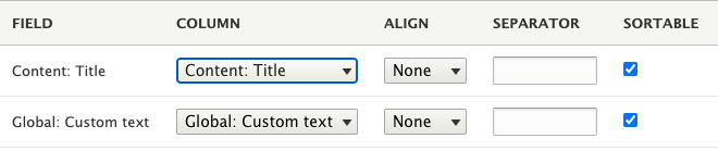 Views "Global: Custom text" field handler should not be sortable [#2223195] | Drupal.org